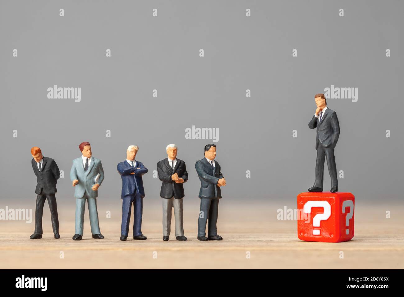 Question mark and businessman in a suit. Concept employee selection ...