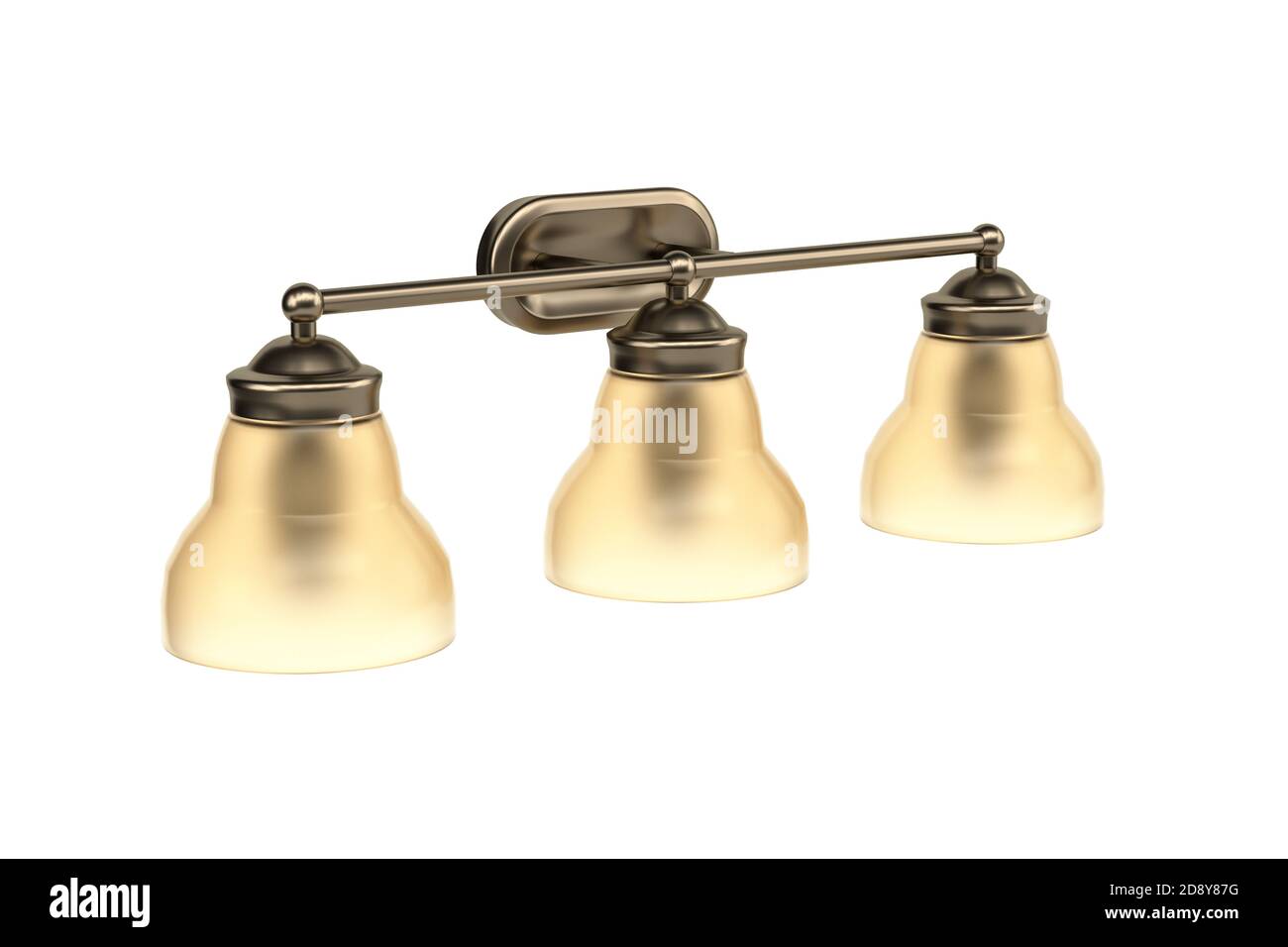 Retro style wall lamp with three light bulbs isolated on white ...