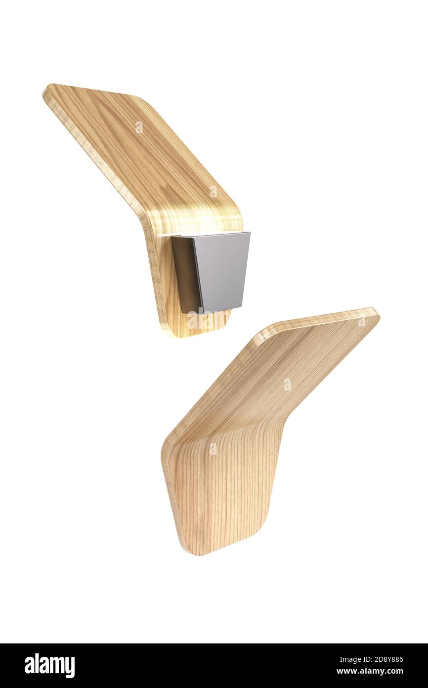 A modern wooden wall lamp isolated on white background - front and back ...