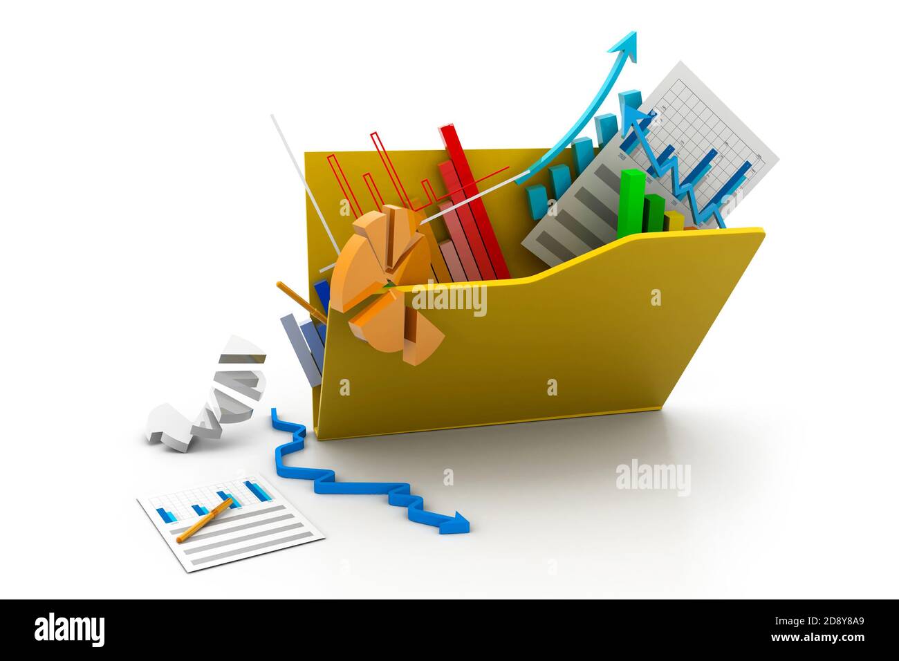 Business graph and chart in folder Stock Photo - Alamy