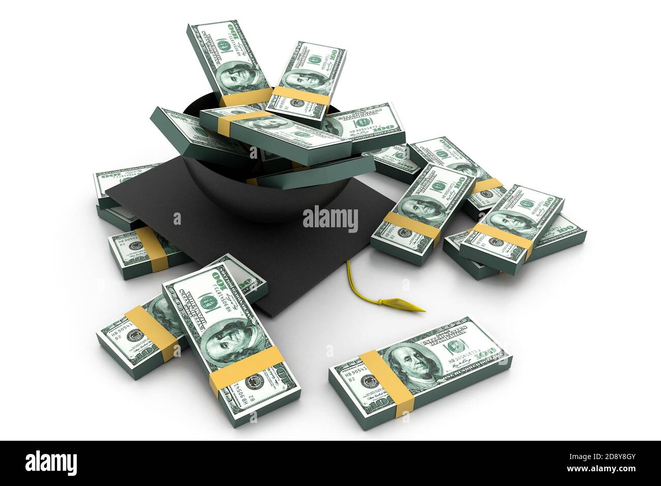 Cap on the stack of dollars Stock Photo - Alamy
