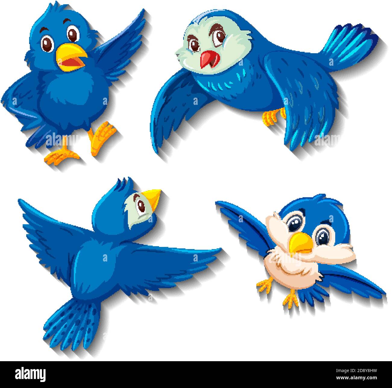 Cute blue bird cartoon character illustration Stock Vector Image & Art ...