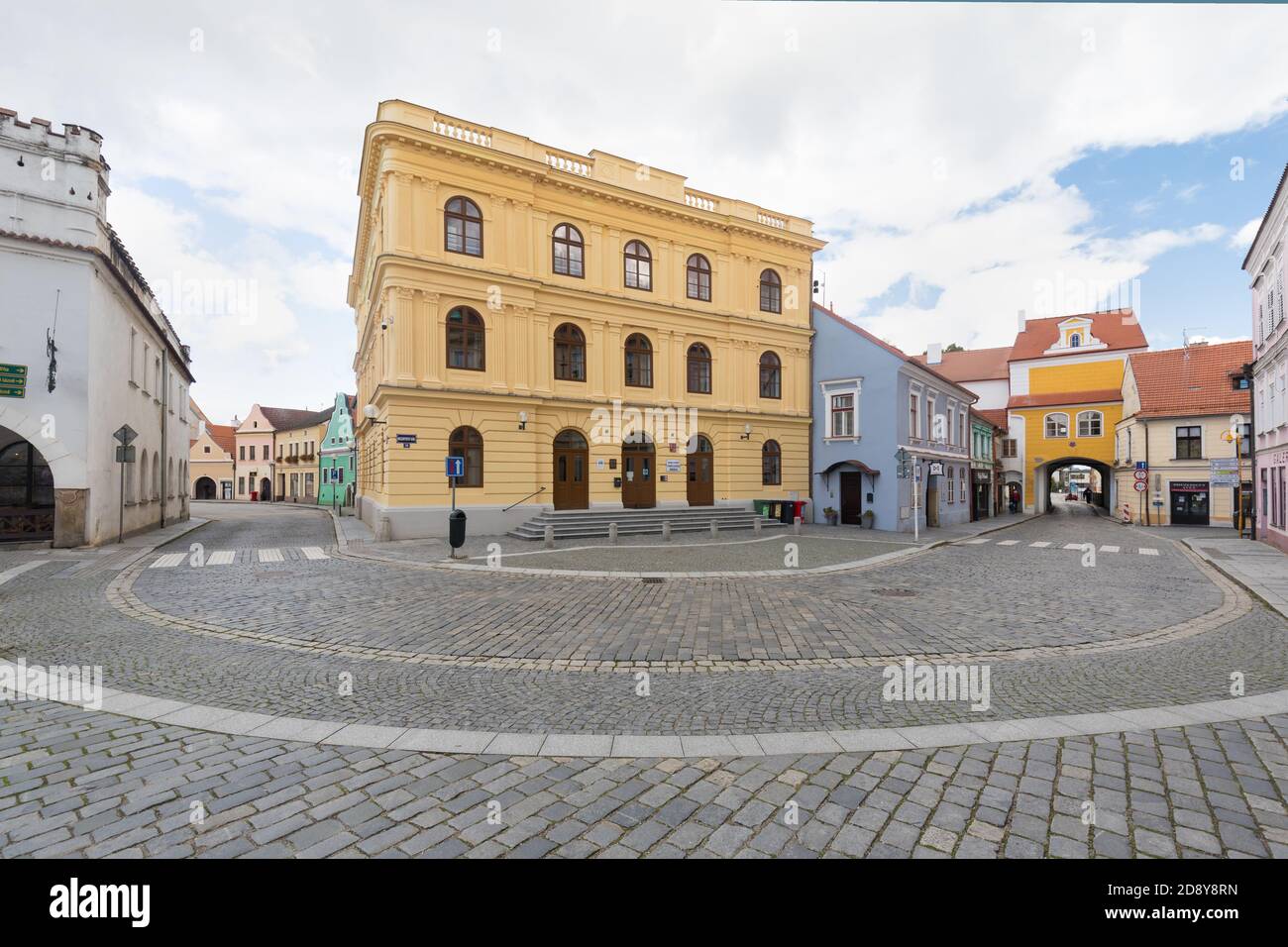 Downtown in Trebon. This is a historical town in South Bohemian Region ...