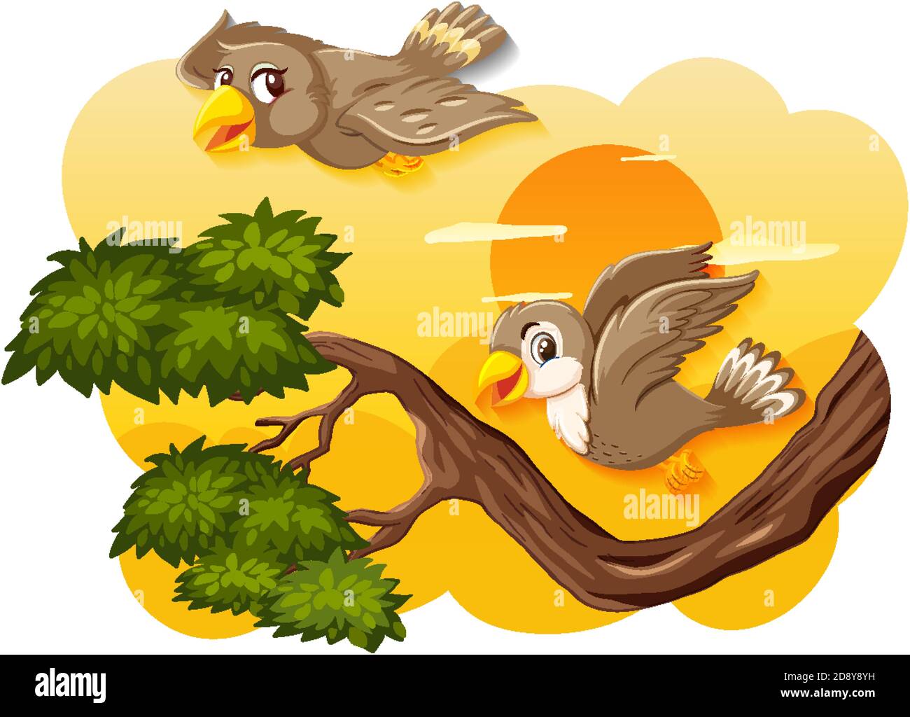 Bird in nature sunset scene illustration Stock Vector Image & Art - Alamy