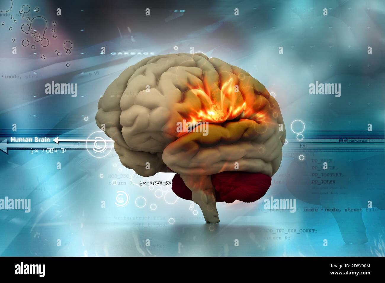 Human brain in abstract medical background Stock Photo - Alamy