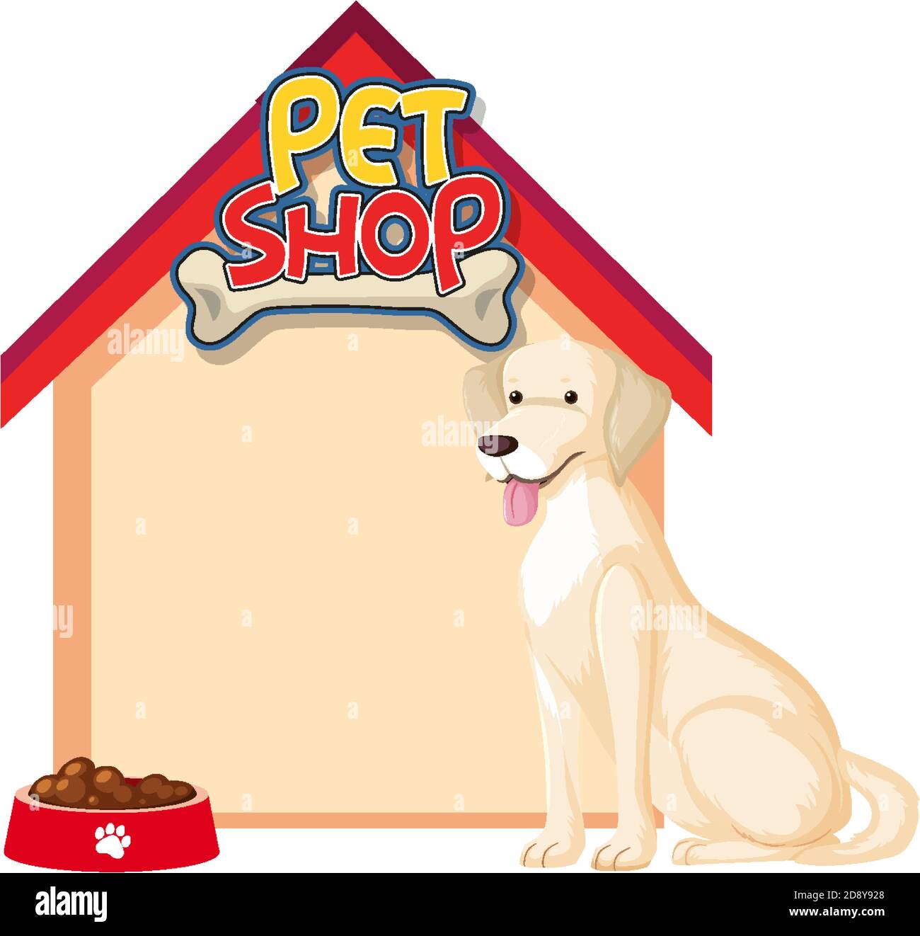 Blank dog house banners with cute dog isolated on white background ...