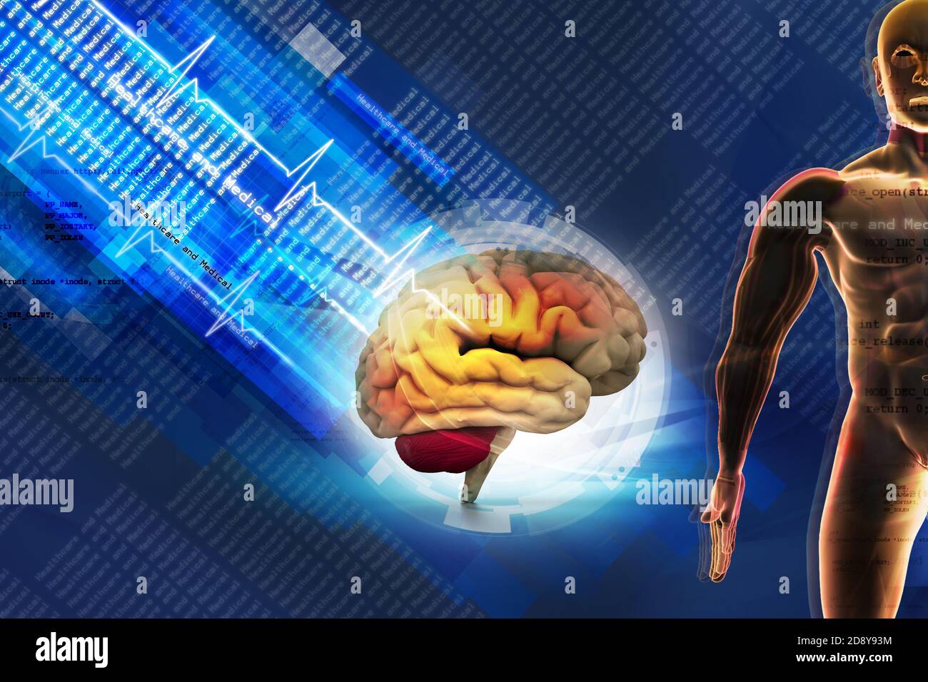 Human brain in abstract medical background Stock Photo - Alamy