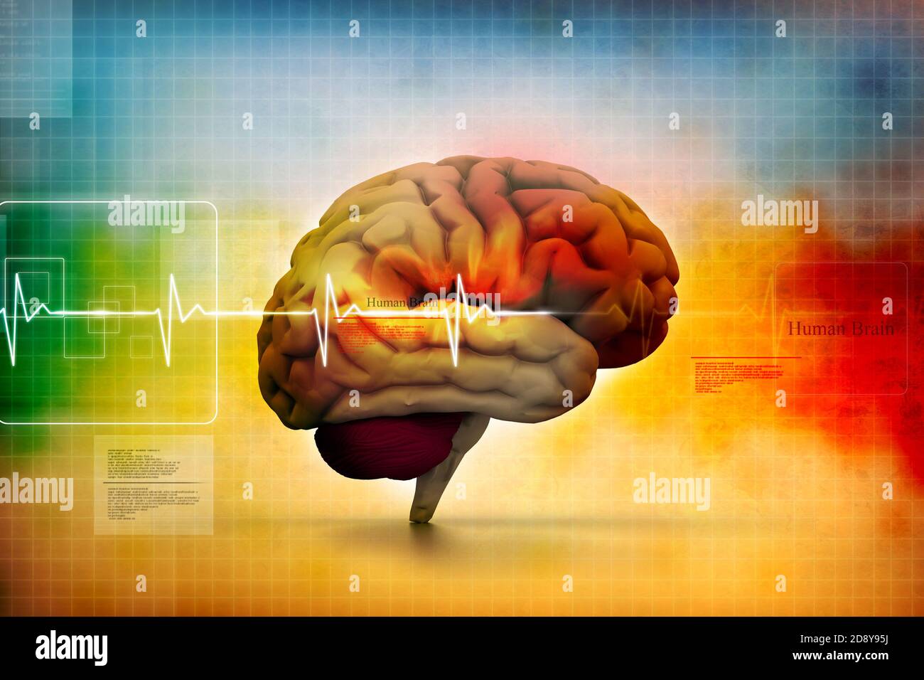Human brain in abstract medical background Stock Photo - Alamy