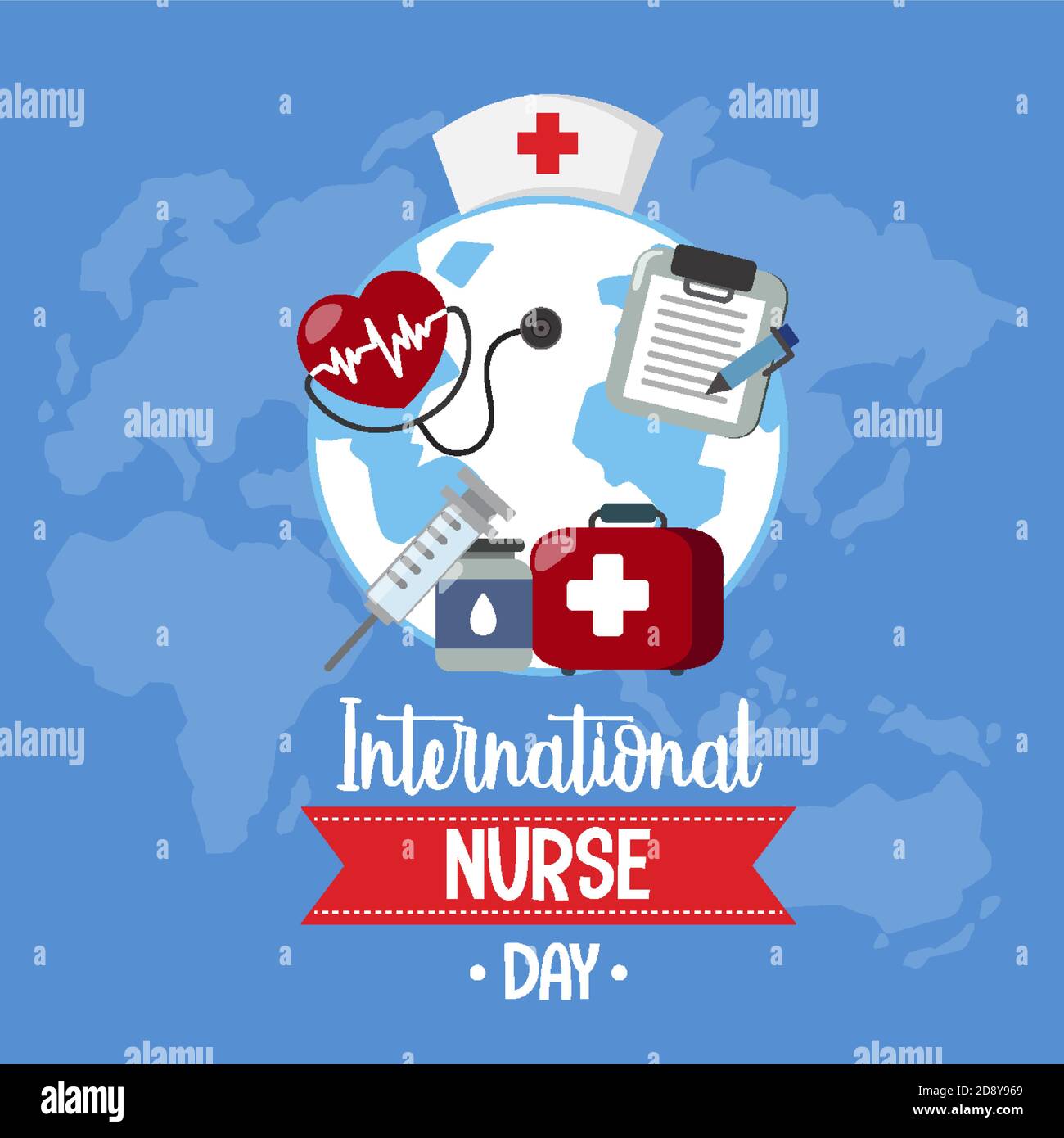 International Nurse Day logo with medical objects illustration Stock ...
