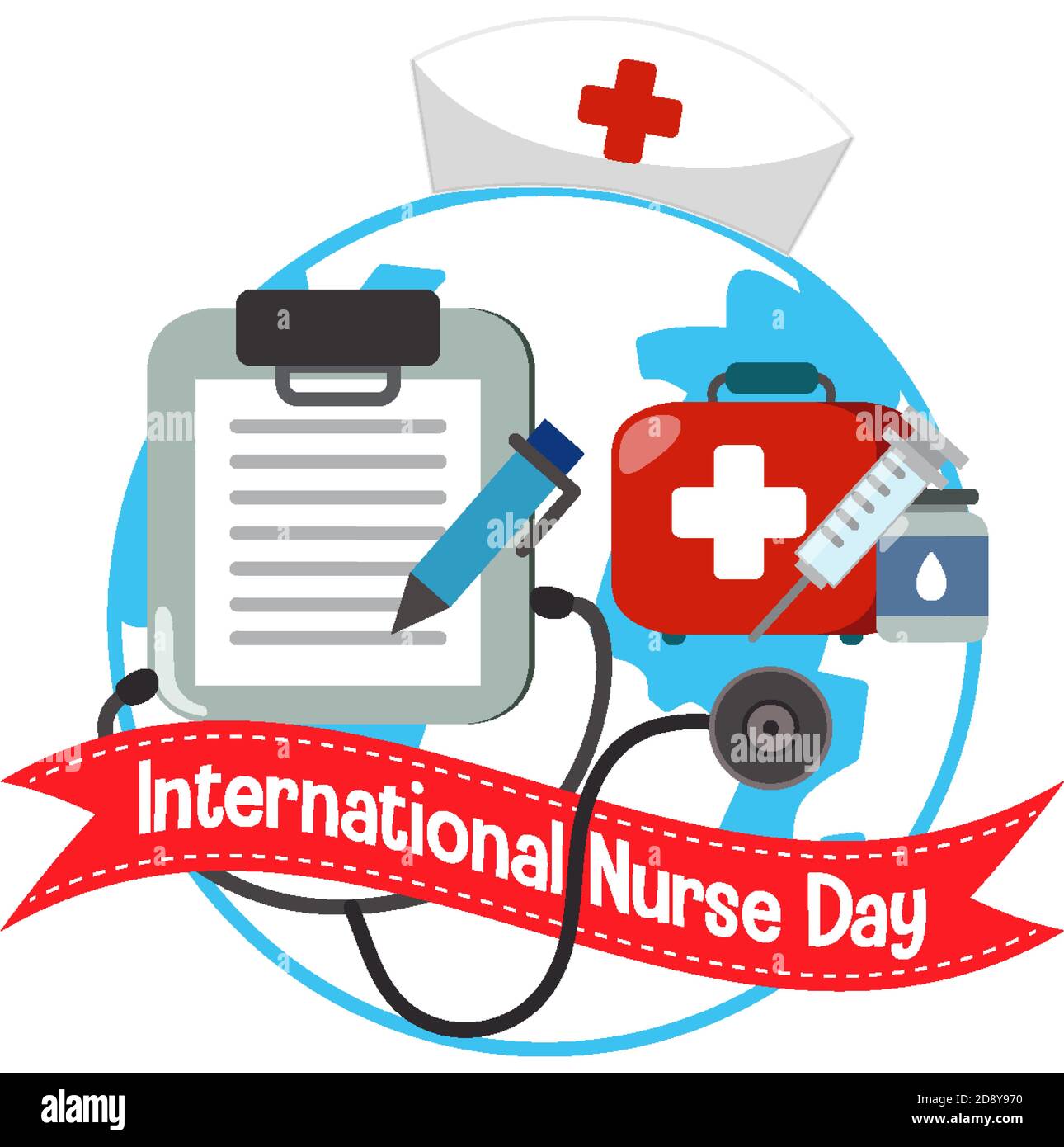 International Nurse Day logo with medical objects illustration Stock ...