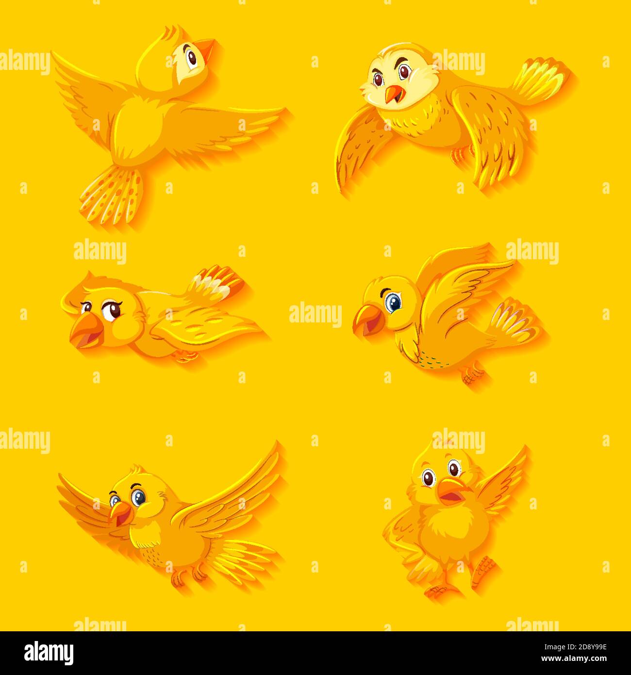Cute yellow bird cartoon character illustration Stock Vector Image ...