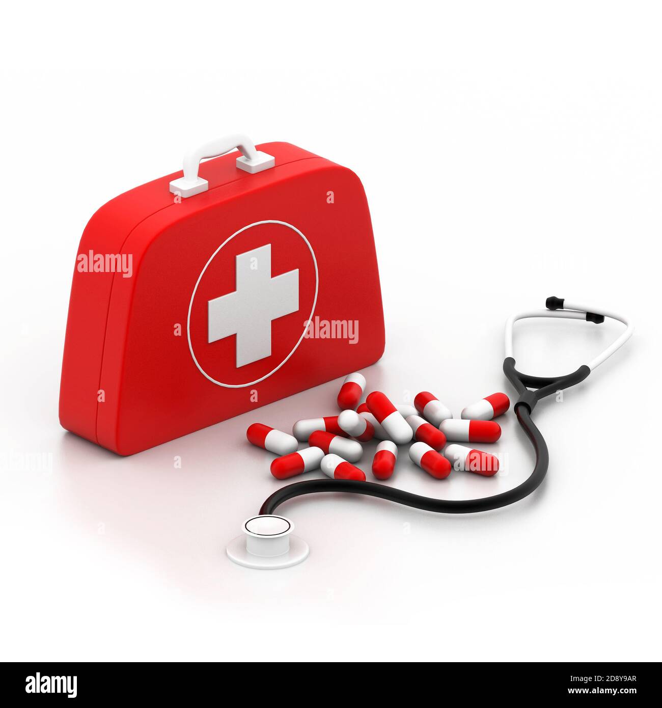 First aid kit on white background Stock Photo - Alamy