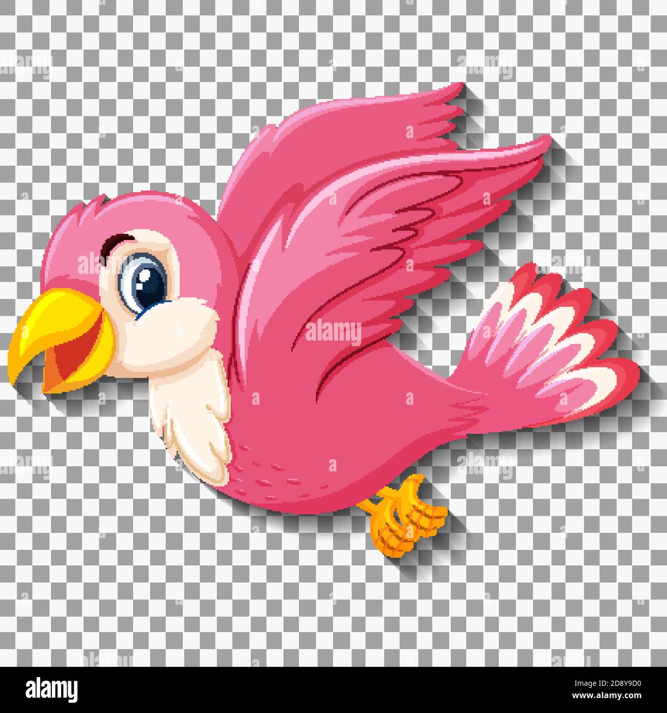 Cute pink bird cartoon character illustration Stock Vector Image & Art ...