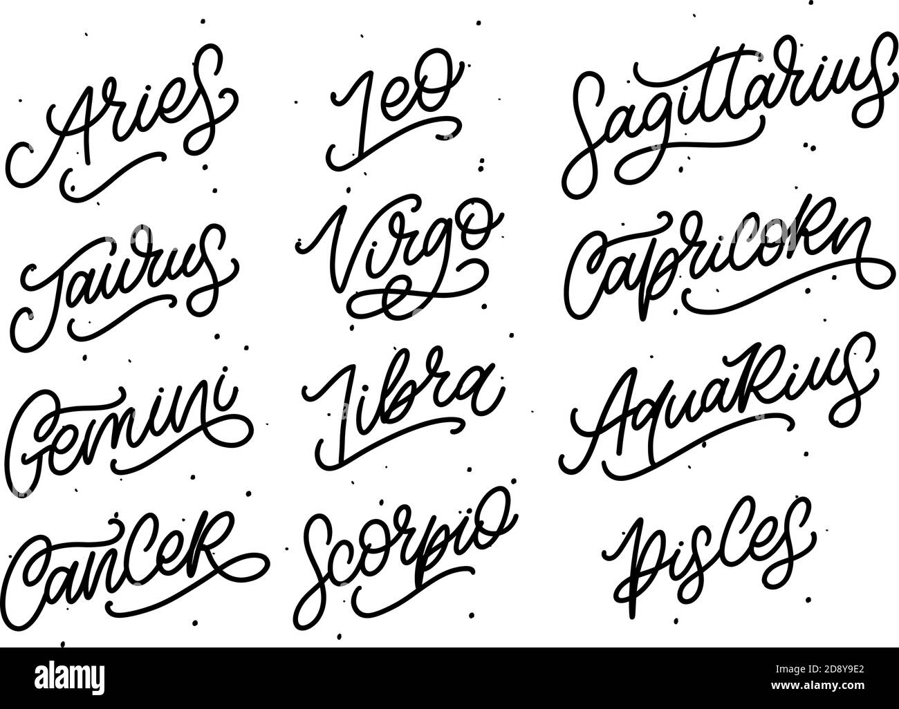 Zodiac lettering Vector Sign. Cartoon astrology text illustration ...