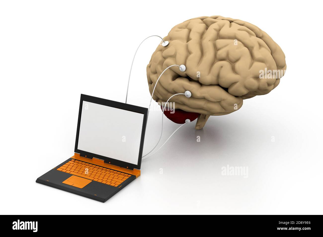 computer connected to a human brain Stock Photo - Alamy