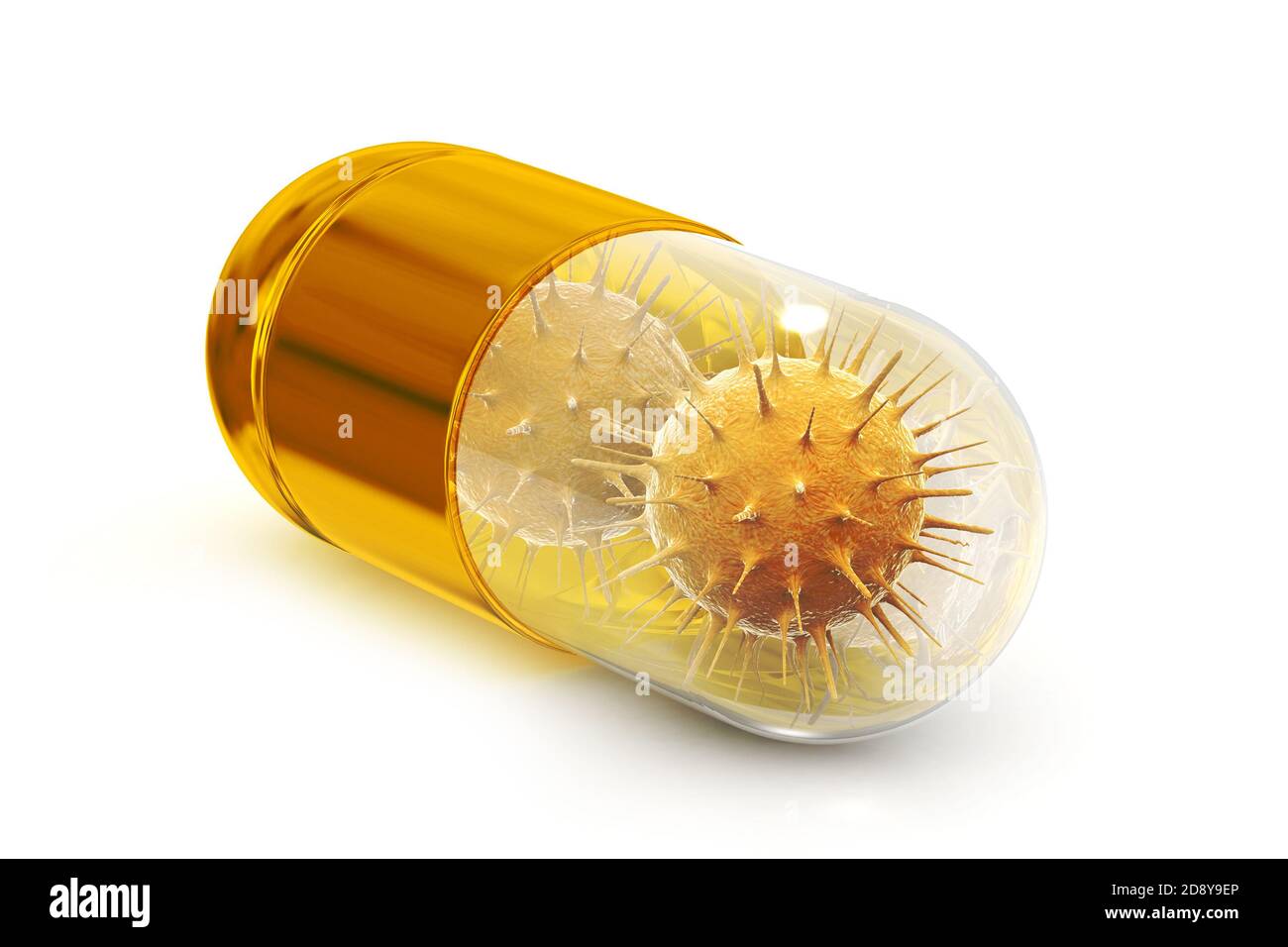 Virus in golden capsule Stock Photo - Alamy
