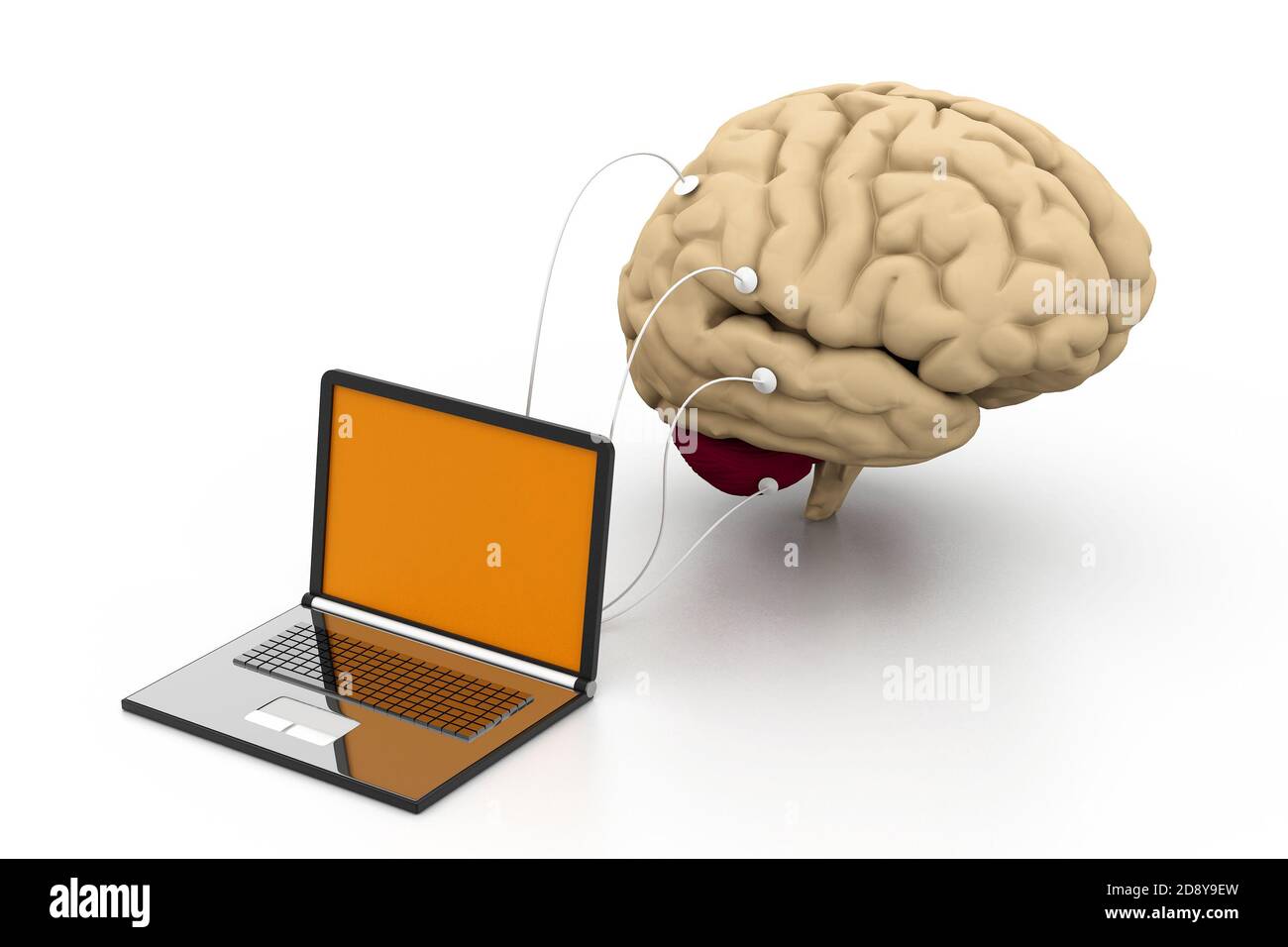 computer connected to a human brain Stock Photo - Alamy