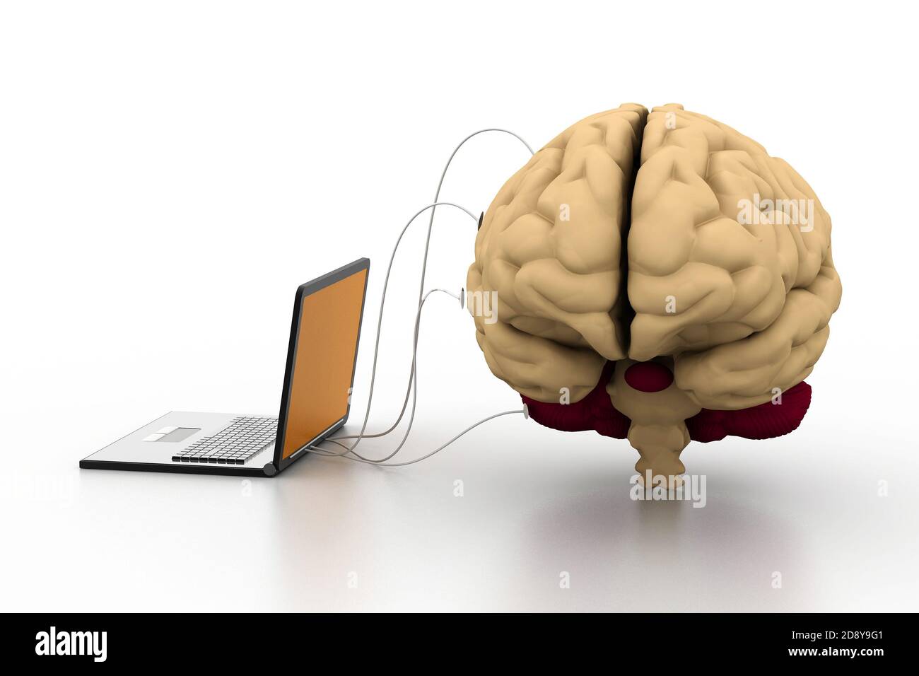 computer connected to a human brain Stock Photo - Alamy