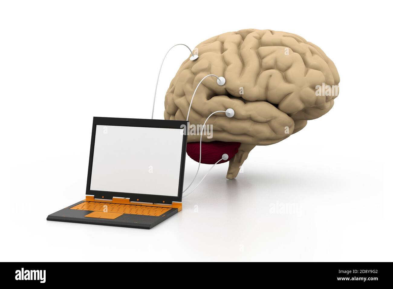 computer connected to a human brain Stock Photo - Alamy