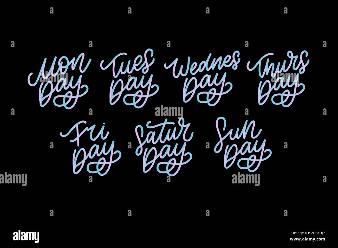 Vector handwritten inscription days a week. Calligraphy.dwritten ...