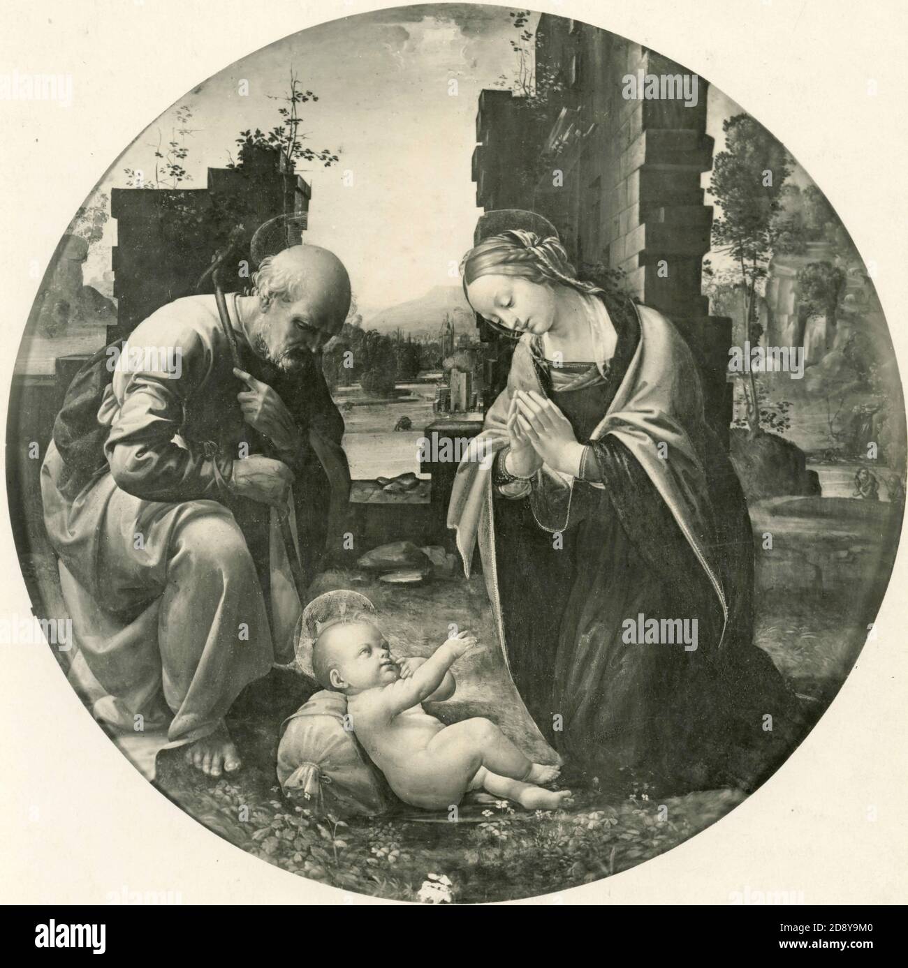 The adoration of baby Jesus, painting by Italian artist Lorenzo di ...