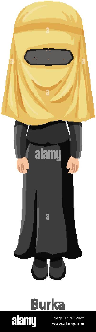 A woman wearing Burka Islamic traditional veil cartoon character ...