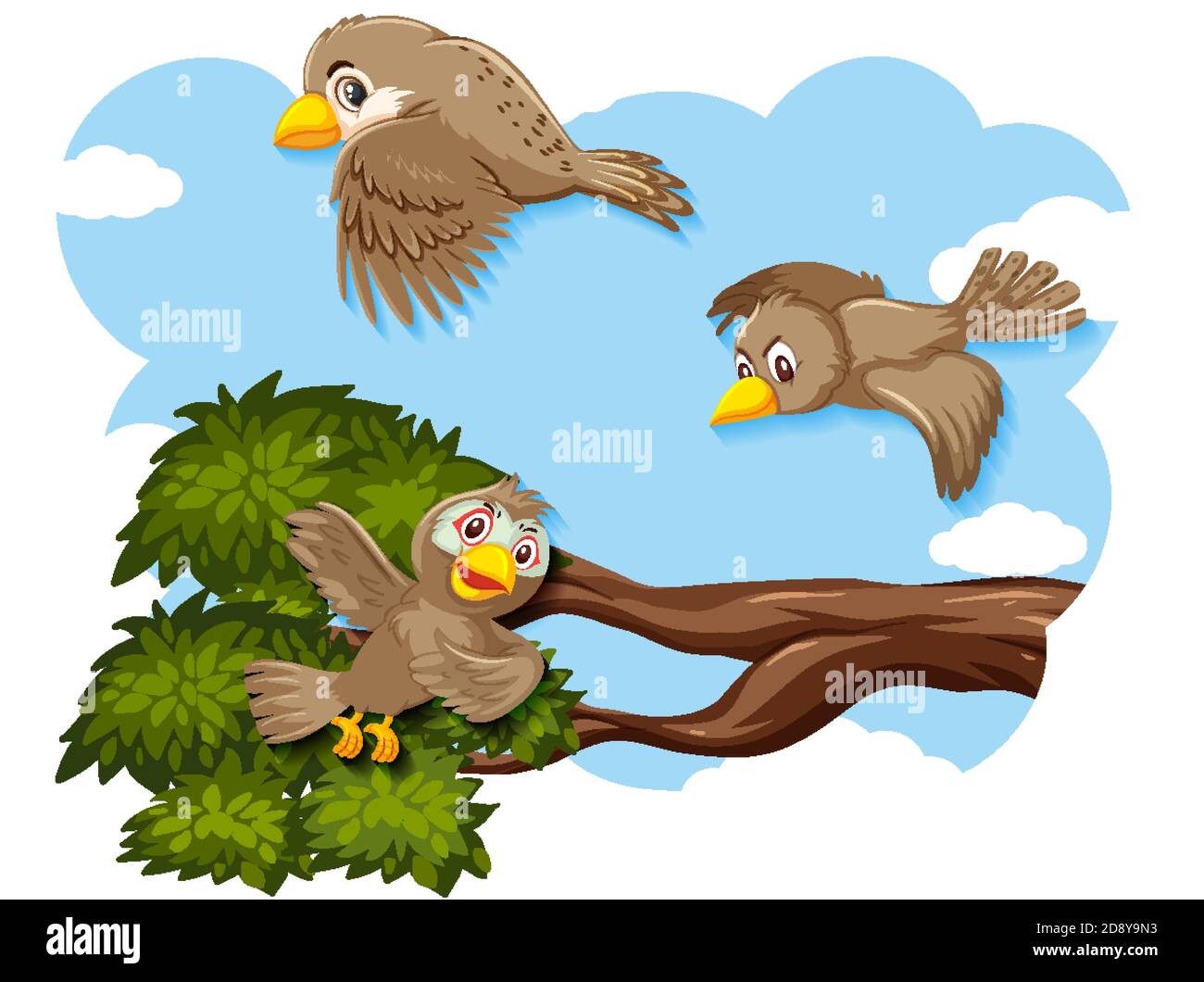 Happy bird flying in nature illustration Stock Vector Image & Art - Alamy