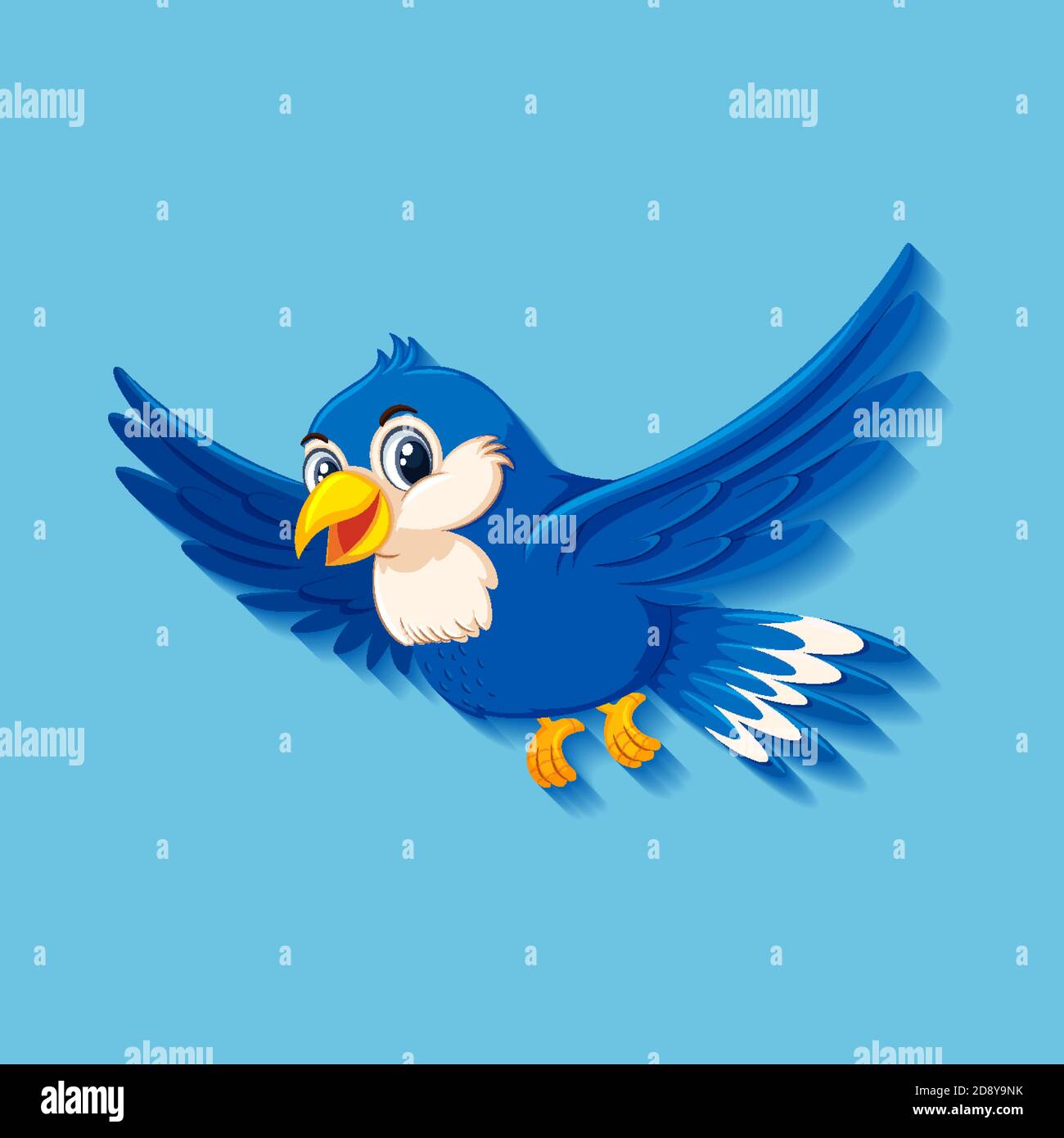 Cute blue bird cartoon character illustration Stock Vector Image & Art ...