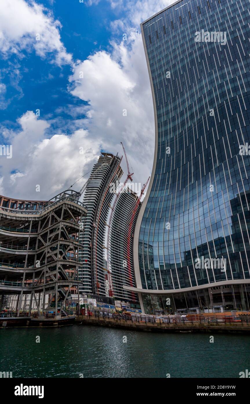 City distorted perspective. Abstract background of sci-fi city Stock ...