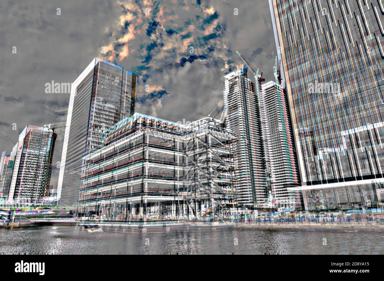 City distorted perspective. Abstract background of sci-fi city Stock ...