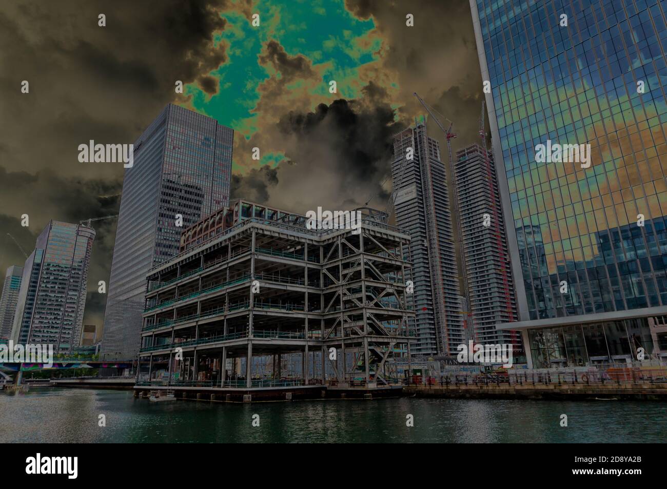 City distorted perspective. Abstract background of sci-fi city Stock ...