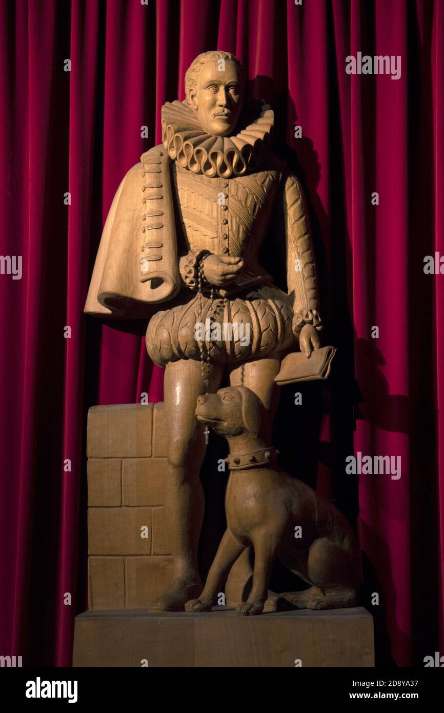 Statue of St Philip Howard and his dog in the Roman Catholic cathedral ...