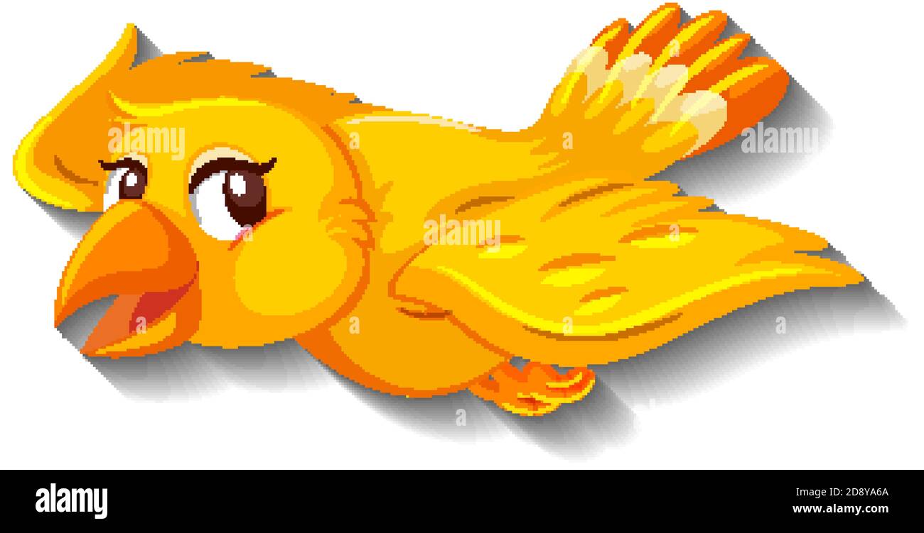 Cute yellow bird cartoon character illustration Stock Vector Image ...