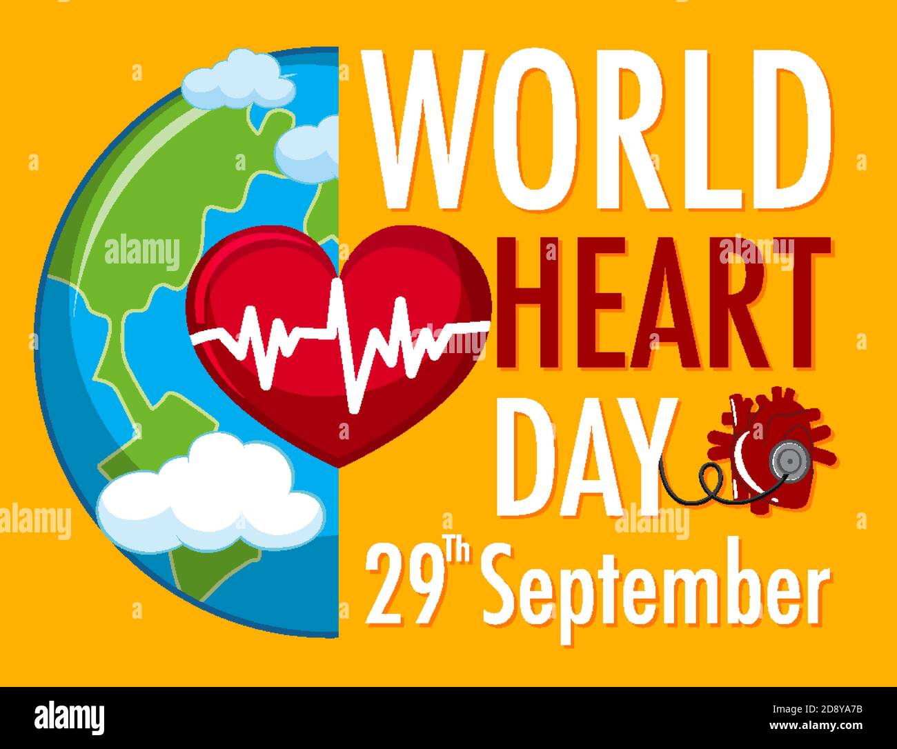 Isolated World Heart Day logo illustration Stock Vector Image & Art - Alamy
