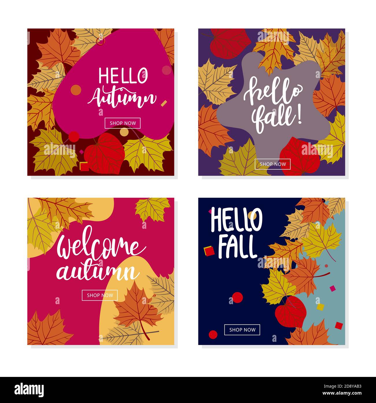 Set of autumn theme templates for social media, mobile apps, banners ...