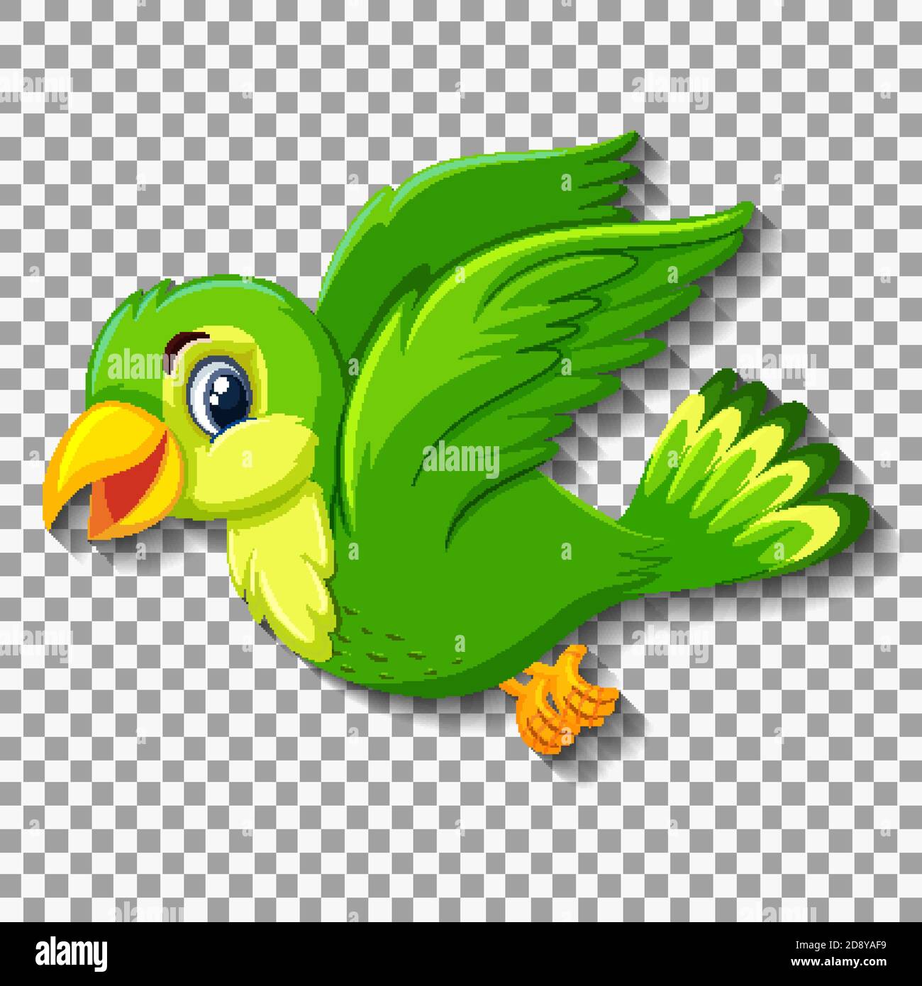 Cute green bird cartoon character illustration Stock Vector Image & Art ...