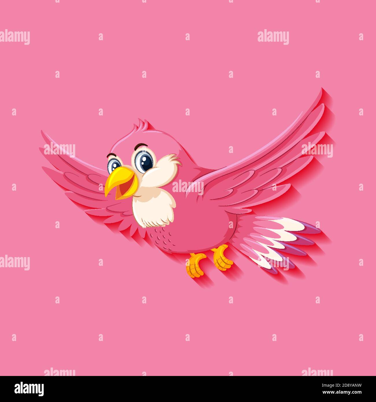 Cute pink bird cartoon character illustration Stock Vector Image & Art ...