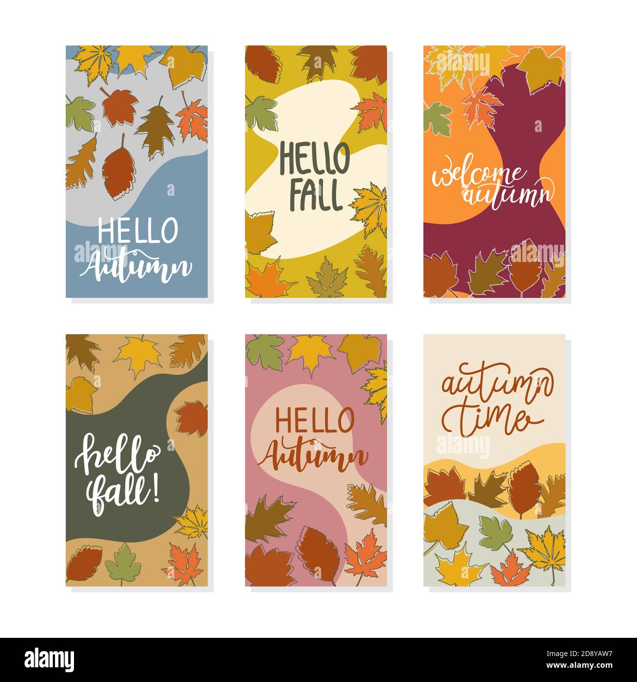 Vector set of social media stories design banner, autumn theme, gold ...