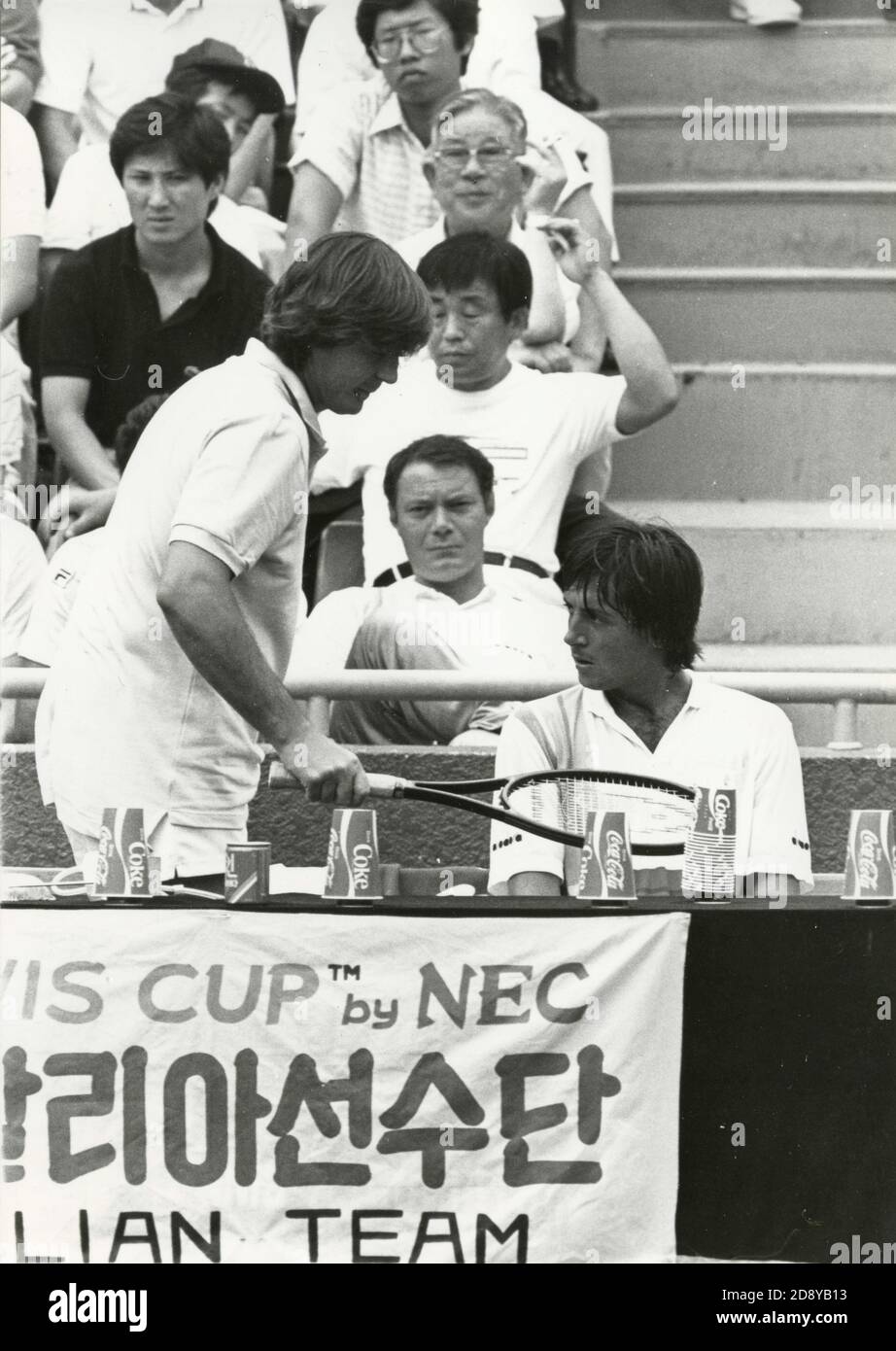 The Italian team captain Adriano Panatta and Claudio Panatta at the ...