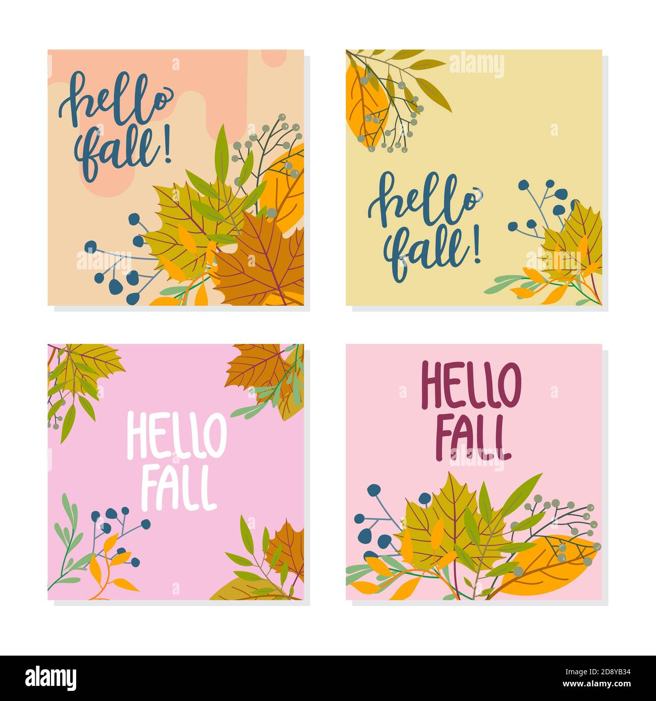 Set of autumn theme templates for social media, mobile apps, banners ...