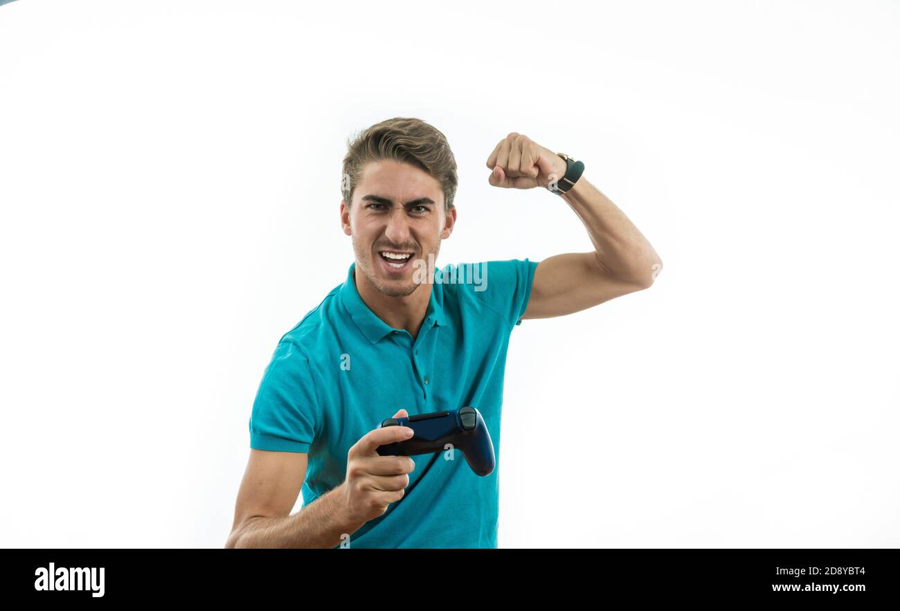 Group of friends playing video games and putting expressions of various ...