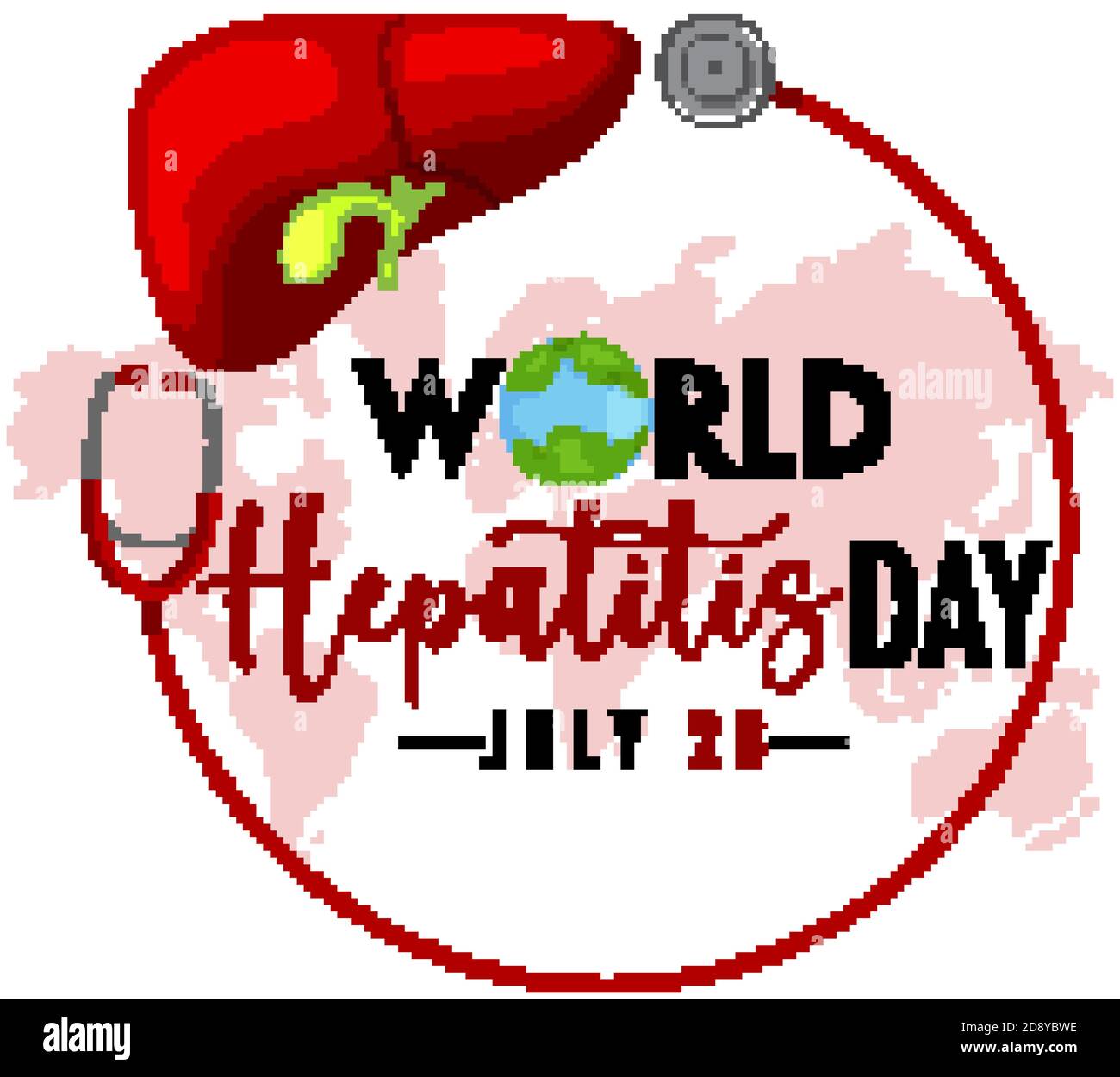 World Hepatitis Day logo or banner with liver and stethoscope on world ...