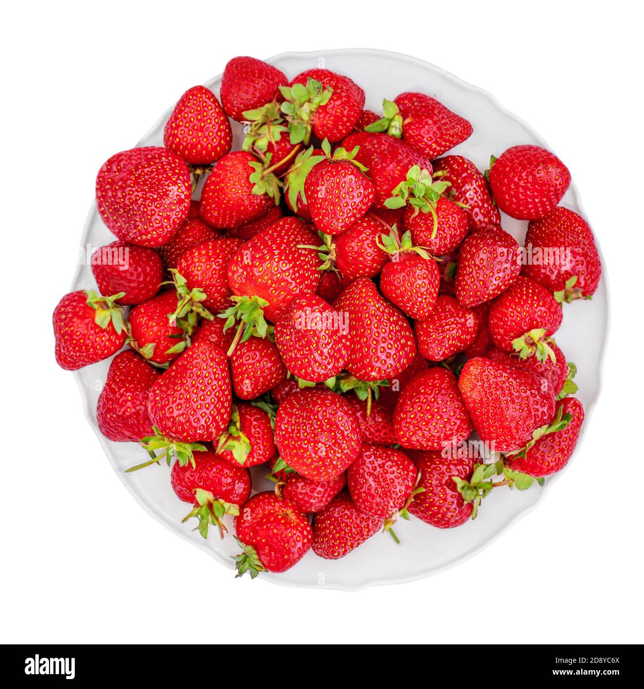 Strawberry fruits. Fresh strawberries on a plate isolated on white ...