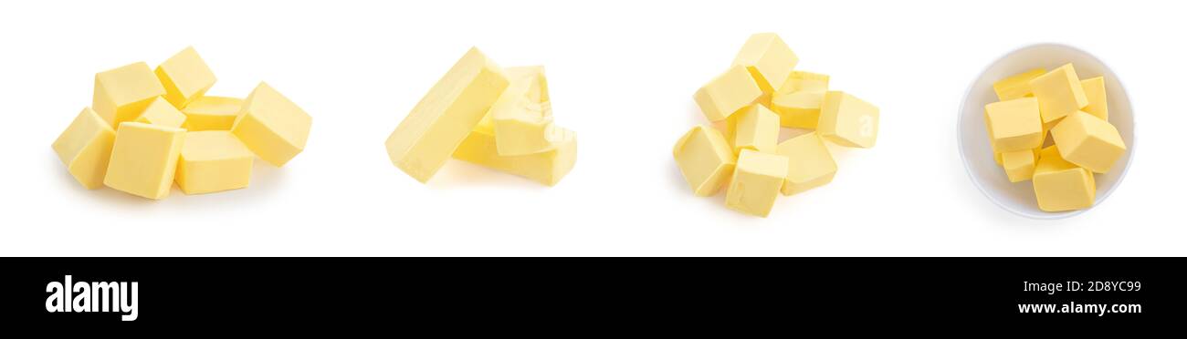 Butter pieces set isolated on white background. Fresh Butter Stock ...
