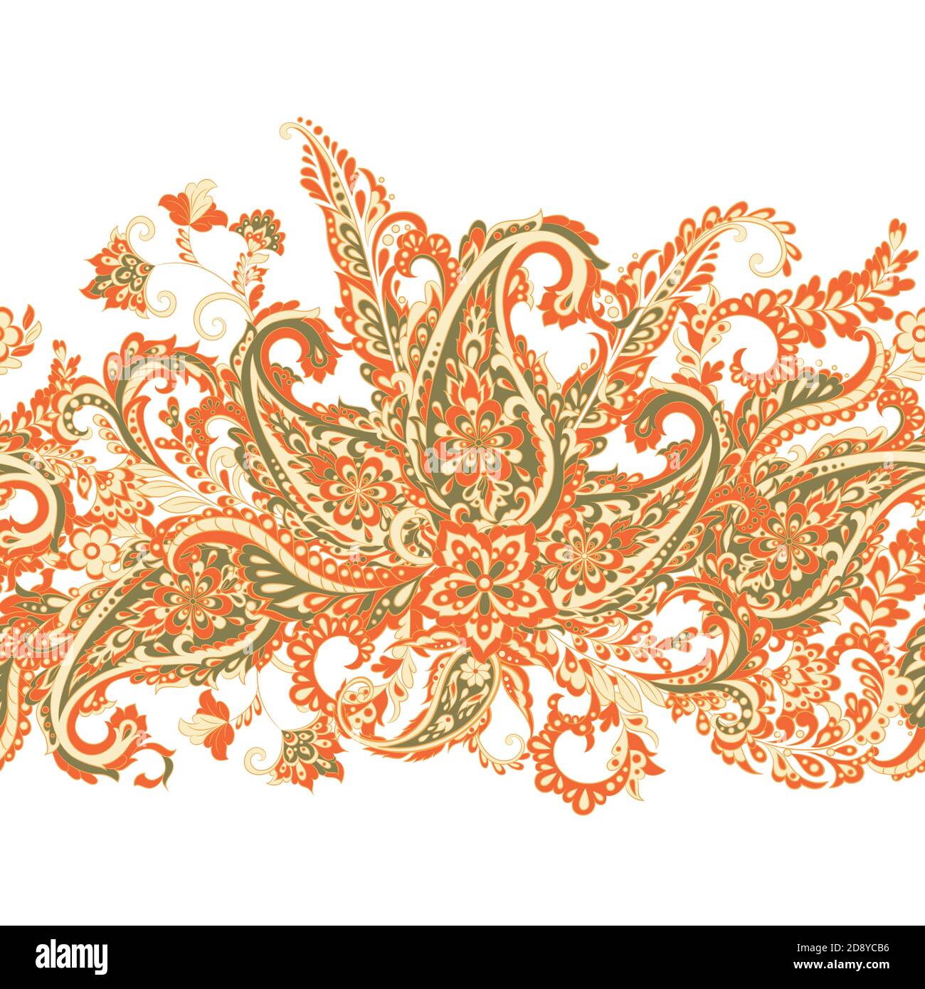 Paisley seamless border pattern. Vector ethnic ornament Stock Vector ...