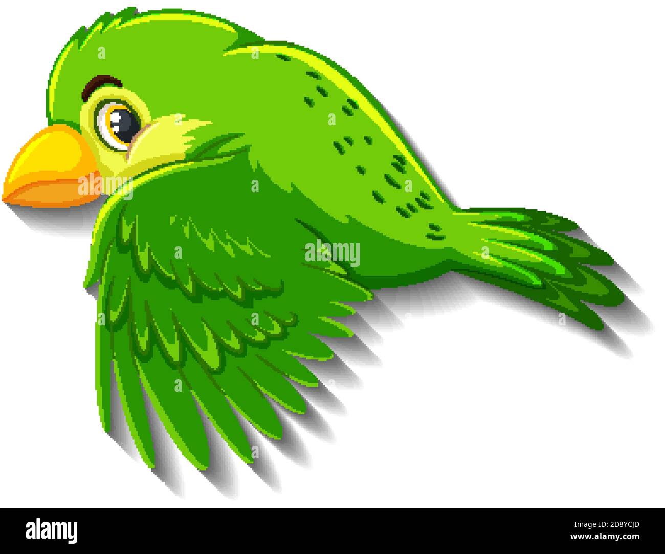 Cute green bird cartoon character illustration Stock Vector Image & Art ...