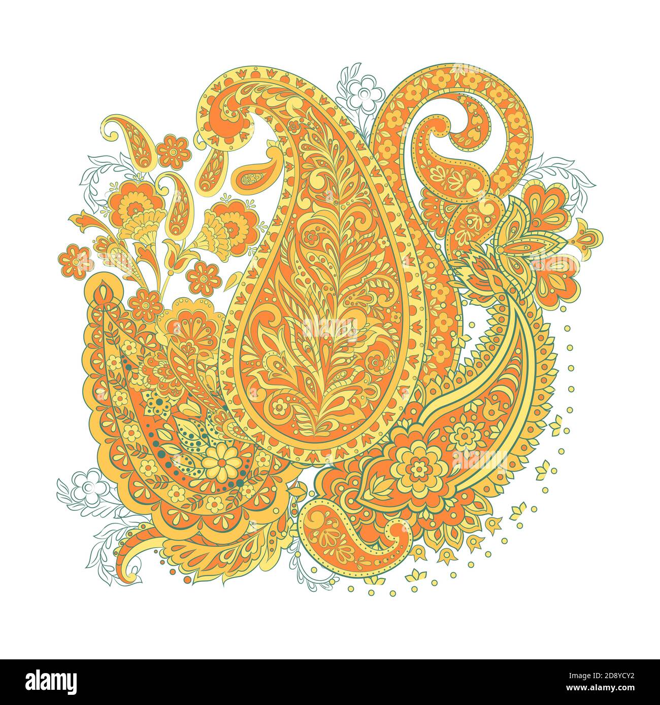 paisley isolated pattern. damask vector illustration Stock Vector Image ...