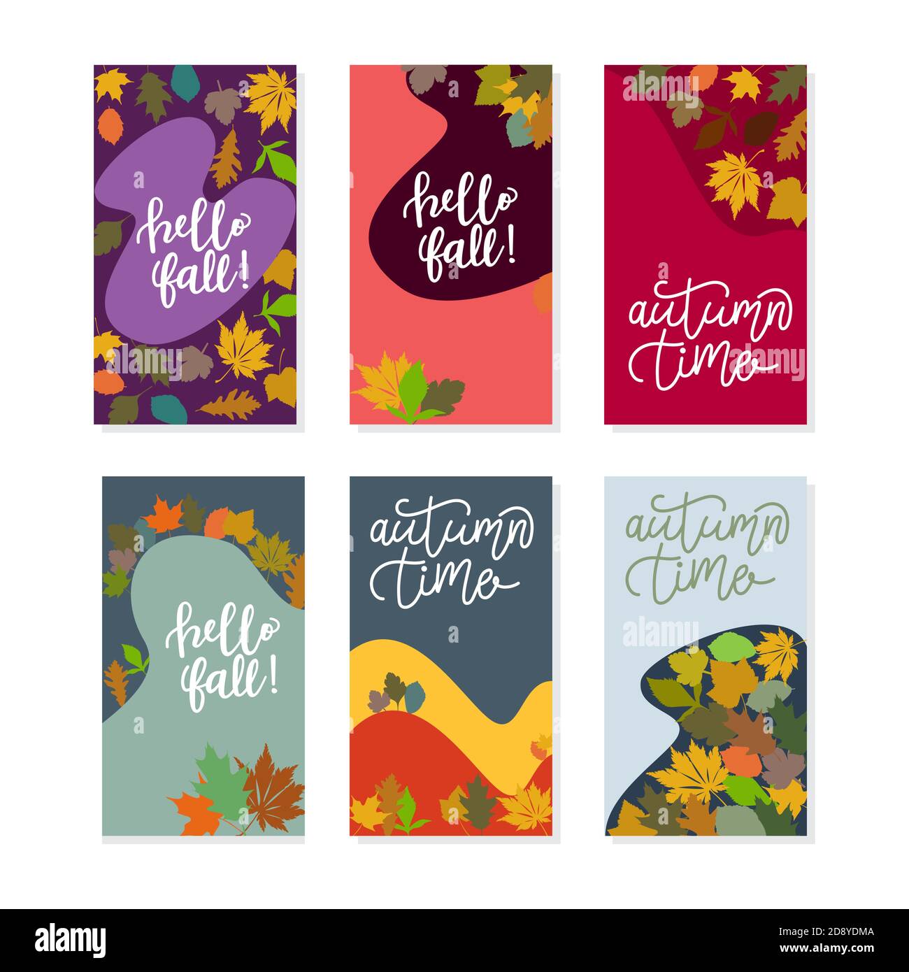 Autumn Social media stories and post template vector set. Cover ...