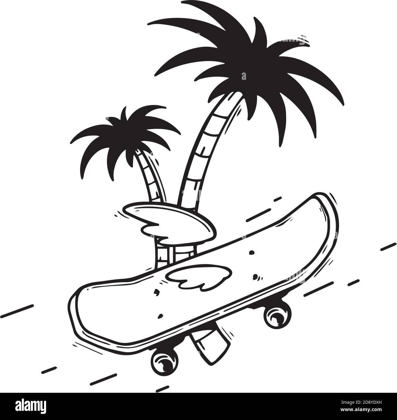 Palm tree vintage illustration Black and White Stock Photos & Images ...