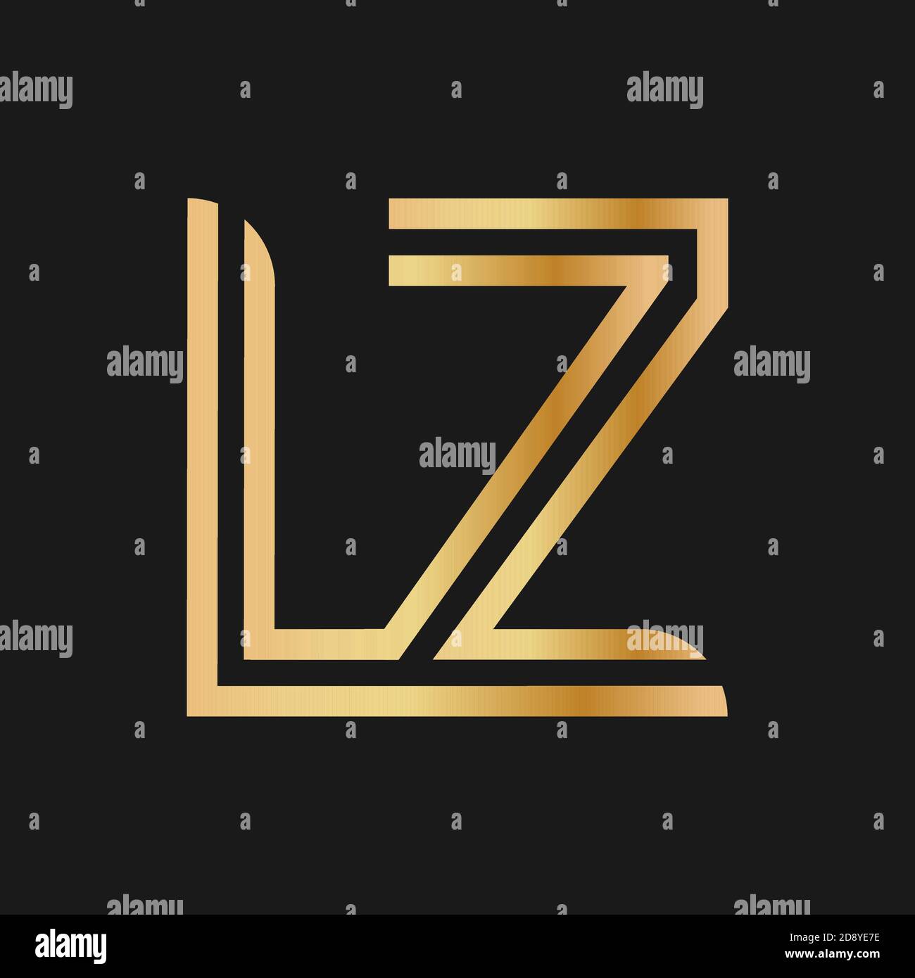 Uppercase letters L and Z. Flat bound design in a Golden hue for a logo ...